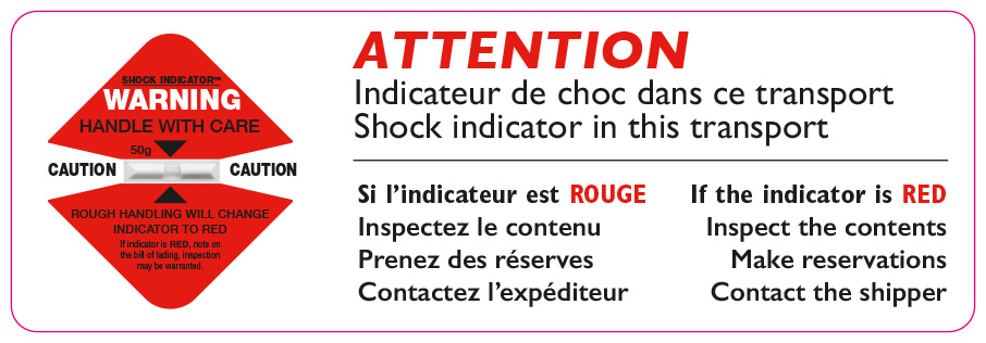 Shockindicator étiquette indicateur de choc à usage unique